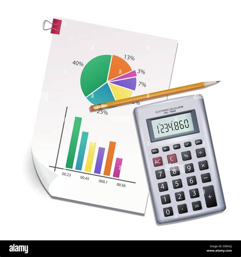 Illustration Of Calculator Pencil And Graph Stock Photo Alamy