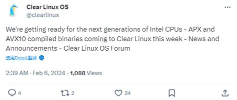為未來 Cpu 做準備，英特爾 Clear Linux 將取得 Avx10、apx 指令集編譯二進位文件 It業界 Php中文網