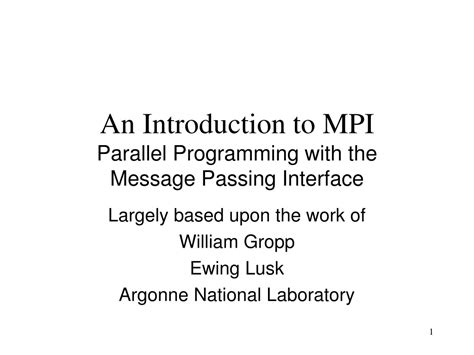 Ppt An Introduction To Mpi Parallel Programming With The Message