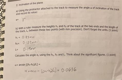 Solved A Using The Protractor Attached To The Track To Chegg