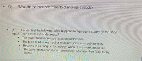 Solved 3 What Are The Three Determinants Of Aggregate Chegg Com