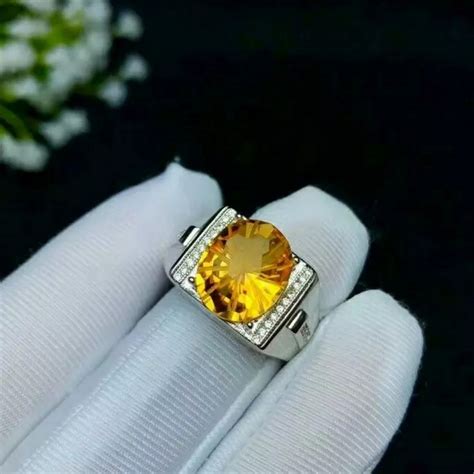 Citrine Mens Ring November Birthstone Personalized Etsy