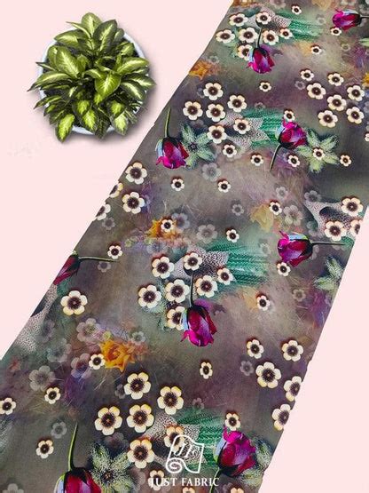 Digital Floral Print All Over On Fine And Soft Crepe Fabric 44 Inch W