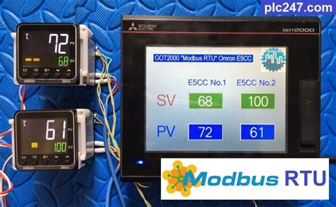 Mitsubishi GT2505 Modbus RTU Omron E5CC Tutorial Plc247 Com