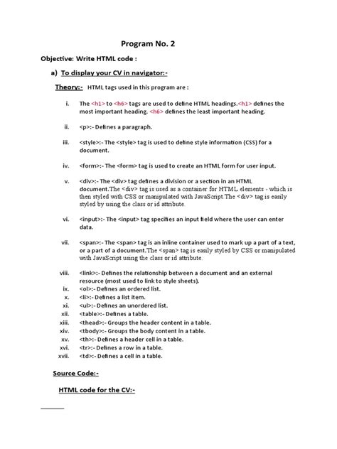 Program No 2 Web Tech Pdf Html Computer File Formats