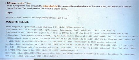 Filename Assign7 5py Write A Program To Read Through The Mbox Short