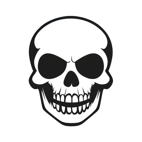 Cartoon Halloween Skull Vector Clean Simple Black Premium Ai
