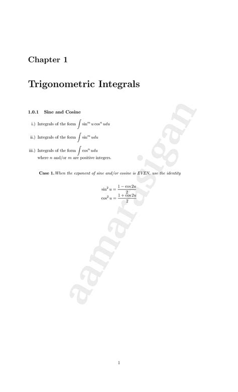 2 Math 402 Lecture Trigonometric Integrals Solvable Groups Aamarasigan Chapter 1 Trigonometric