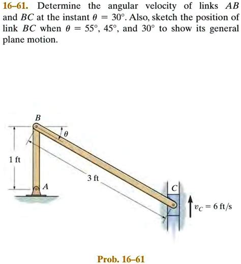 16 61 determine the angular velocity of links ab and bc at the instant