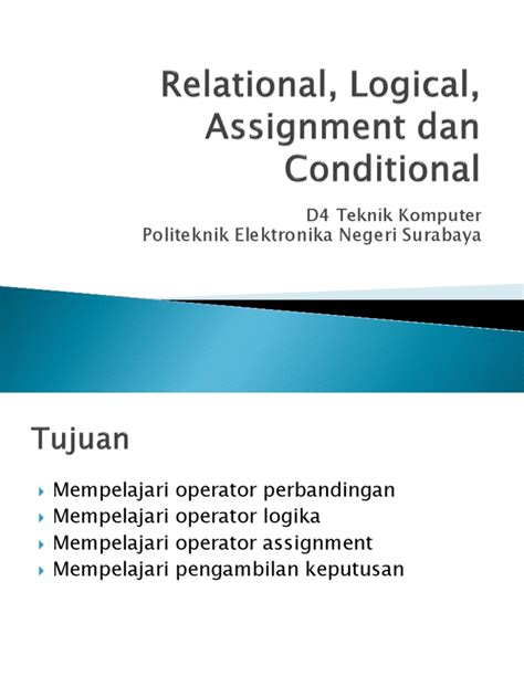 pertemuan 4 relational logical assignment dan conditional pdf