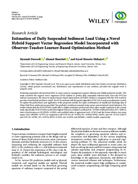 Pdf Estimation Of Daily Suspended Sediment Load Using A Novel Hybrid