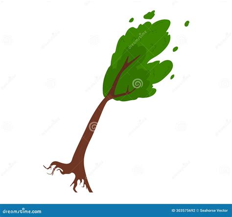 The Tree Is Bending By The Wind Vector Illustration CartoonDealer Com
