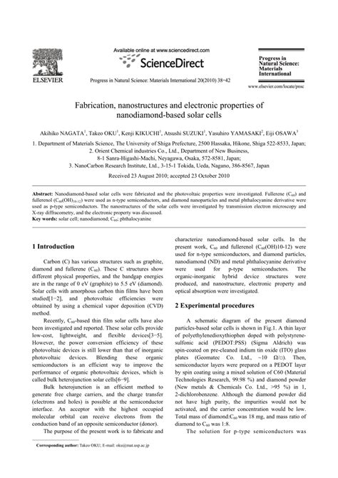 Pdf Fabrication Nanostructures And Electronic Properties Of Nanodiamond Based Solar Cells