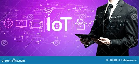 IoT Theme With Businessman Using His Tablet Stock Image Image Of People Protection