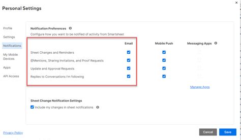 Notifications Options Smartsheet Community