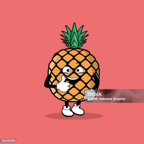 귀여운 파인애플 과일 캐릭터 엄지 손가락 위로 표현 벡터 건강한 생활방식에 대한 스톡 벡터 아트 및 기타 이미지 건강한 생활방식 건강한 식생활 과일 Istock