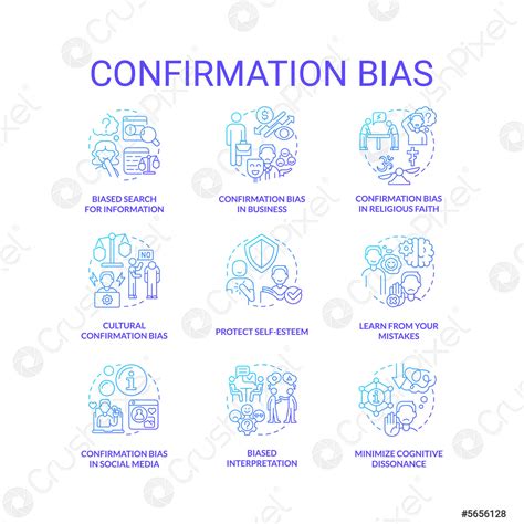 Confirmation Bias Blue Gradient Concept Icons Set Stock Vector 5656128 Crushpixel