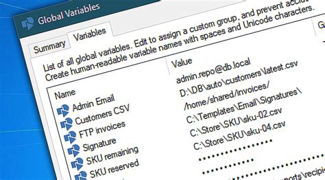 Global Variables In The Freeware Edition Of Automation Workshop