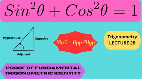 Sin Square Theta Cos Square Theta 1 Proof Trigonometry Lec 28 Youtube