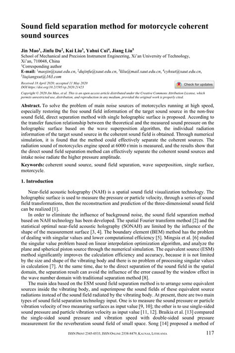 Pdf Sound Field Separation Method For Motorcycle Coherent Sound Sources