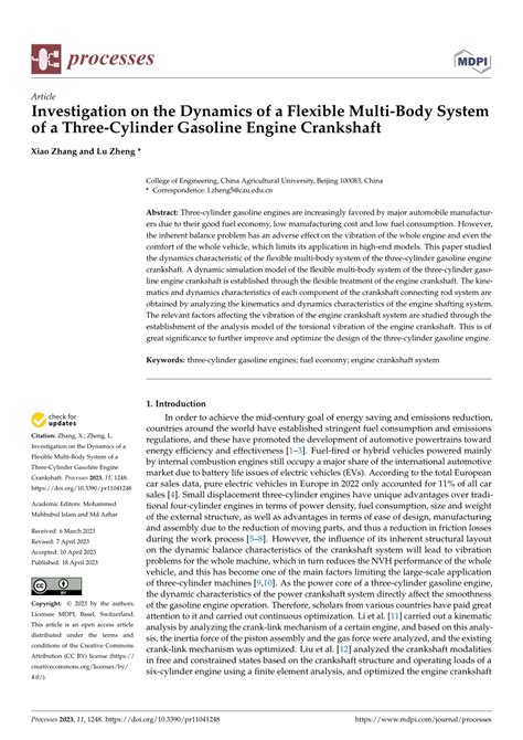 Pdf Investigation On The Dynamics Of A Flexible Multi Body System Of A Three Cylinder Gasoline