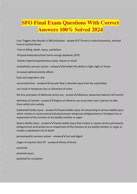 Sfo Final Exam Questions With Correct Answers 100 Solved 2024