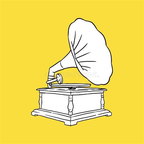 Gramaphone Icon Drawing Sketch And Vintage Style Stock Vector Illustration Of Vector Symbol