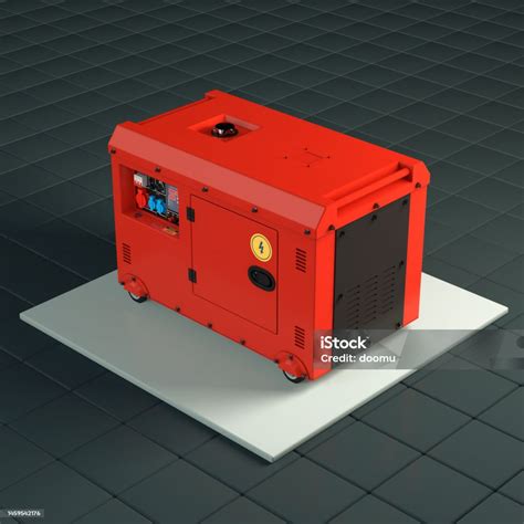 큰 빨간 외부 보조 전력 발전기 디젤 엔진 단위 비상 사용 아이소메트릭 보기 3d 렌더링 발전기에 대한 스톡 사진 및 기타 이미지 발전기 등측투영법 백업 Istock