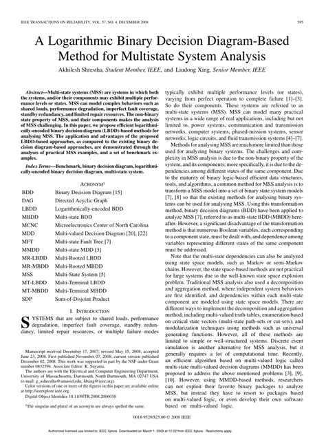 Pdf A Logarithmic Binary Decision Diagram Based Method For Multistate