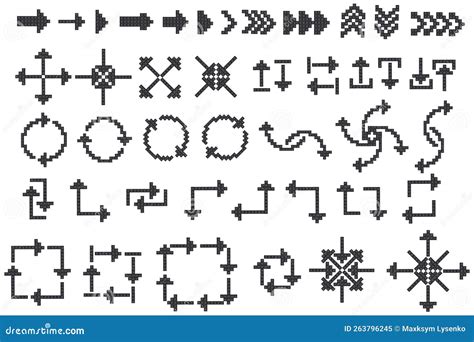 Set Pixel Arrows In Four Directions Arrow Open Book Crossed Ruler And Pencil And Icon