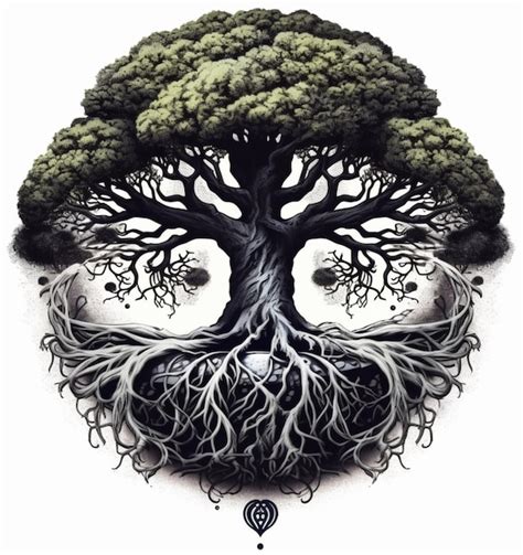 Premium Ai Image A Drawing Of A Tree With Roots And A Tree Of Life Generative Ai