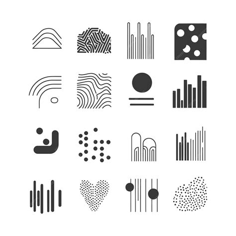 Set Of Abstract Geometric Shapes And Patterns In Black And White Premium Ai Generated Vector