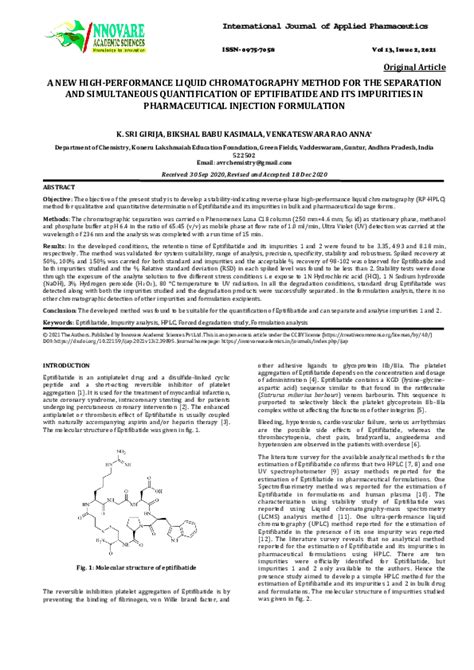 Pdf A New High Performance Liquid Chromatography Method For The Separation And Simultaneous
