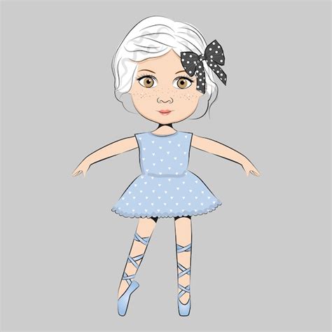 귀여운 만화 아기 소녀 인형 벡터 일러스트 레이 션 프리미엄 벡터