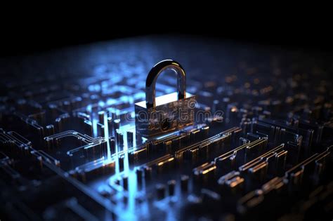 A Lock On A Cyber Security Background Prevents Hacking In The Network