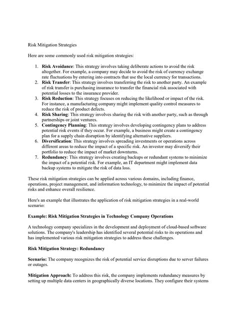 SOLUTION Risk Mitigation Strategies With Examples Studypool