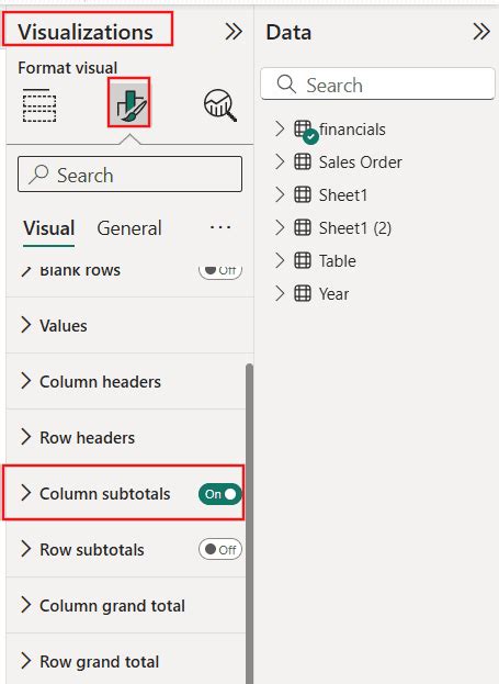 turn off grand totals in power bi matrix [row and column]