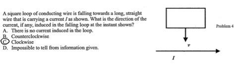 Solved A Square Loop Of Conducting Wire Is Falling Towards A Chegg Com
