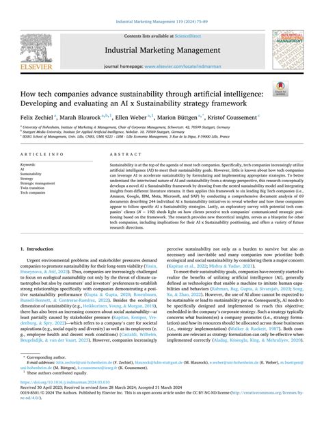 Pdf How Tech Companies Advance Sustainability Through Artificial Intelligence Developing And