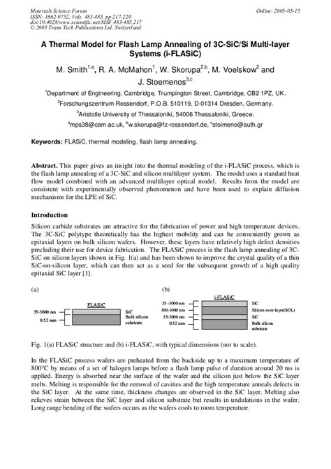 A Thermal Model For Flash Lamp Annealing Of 3c Sic Si Multi Layer Systems I Flasic