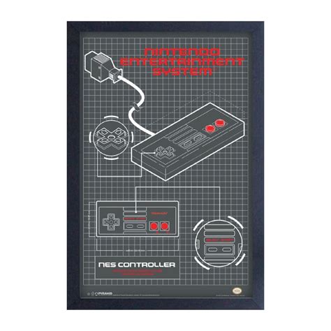 Nintendo Nes Controller Diagram Framed Art Print