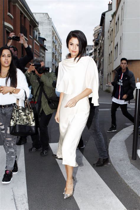 Selena Gomez In White Dress Leaving A Recording Studio In Paris September 2015 CelebMafia