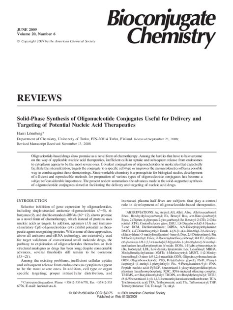 Pdf Solid Phase Synthesis Of Oligonucleotide Conjugates Useful For Delivery And Targeting Of