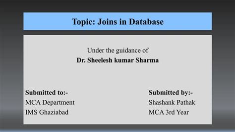 Presentation Of Joins In Database Pptx Databases Computer Software And Applications