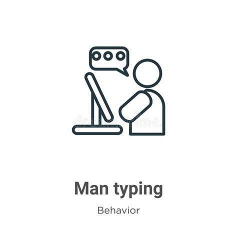 Man Typing Outline Vector Icon Thin Line Black Man Typing Icon Flat Vector Simple Element