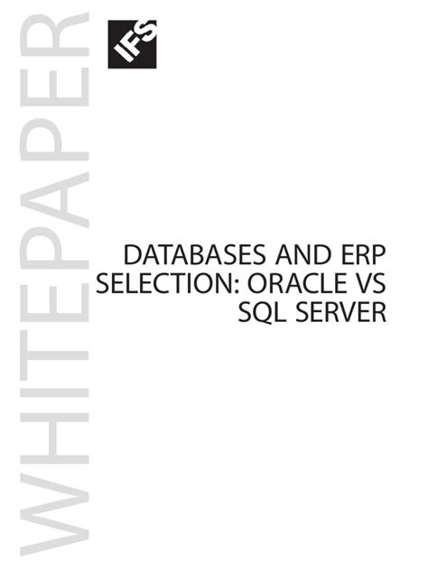Databases And Erp Selection Oracle Vs Sql Server Pdf Oracle