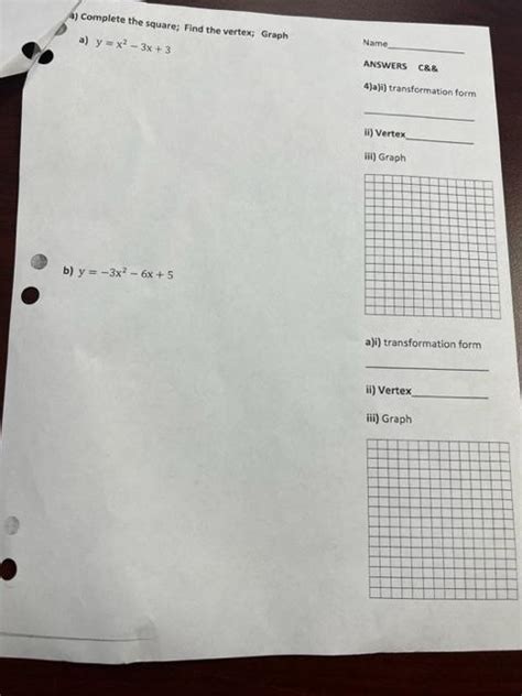 Solved 9 Complete The Square Find The Vertex Graph A Chegg Com
