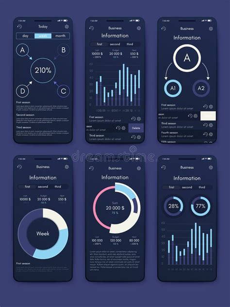 Different UI UX GUI Screens And Flat Web Icons For Mobile Apps Stock Vector Illustration Of