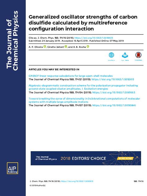 Pdf Generalized Oscillator Strengths Of Carbon Disulfide Calculated By Multireference