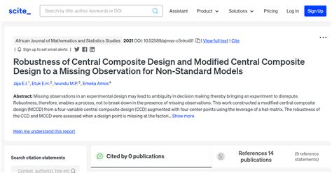 Robustness Of Central Composite Design And Modified Central Composite Design To A Missing